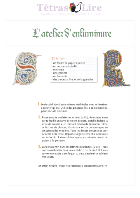 L'atelier d'enluminures - TetrasLire